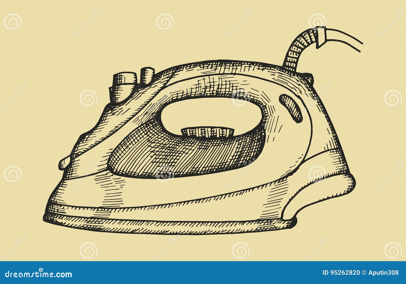 Iron. Hand Drawing Sketch Vector Stock Vector - Illustration of ...