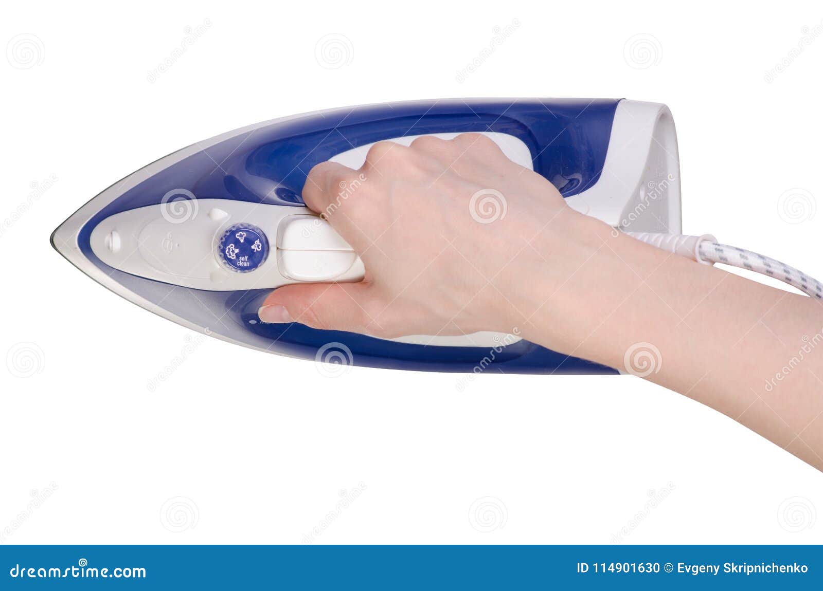 Iron in hand stock photo. Image of ironing, electrical - 114901630