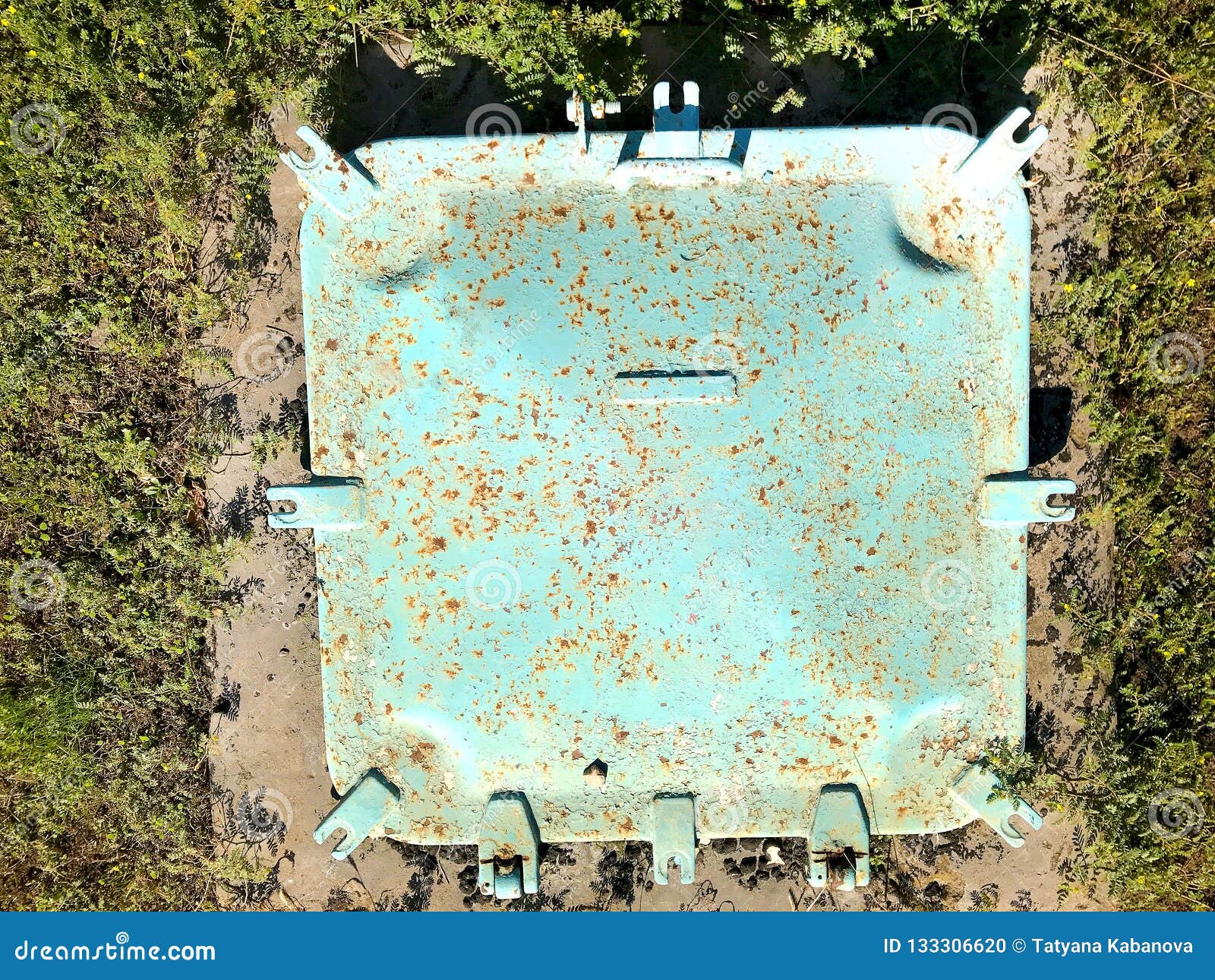 Iron hatch in the ground. stock photo. Image of abstraction - 133306620