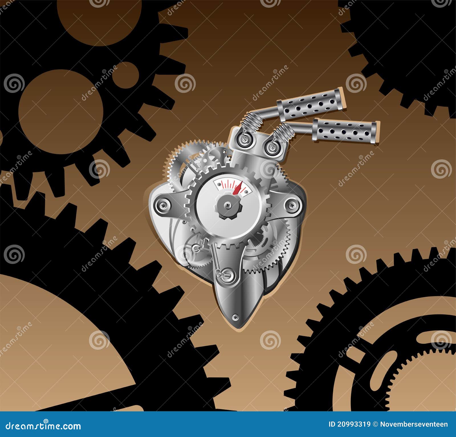 Heart With Manometer Steampunk Cartoon Vector | CartoonDealer.com ...