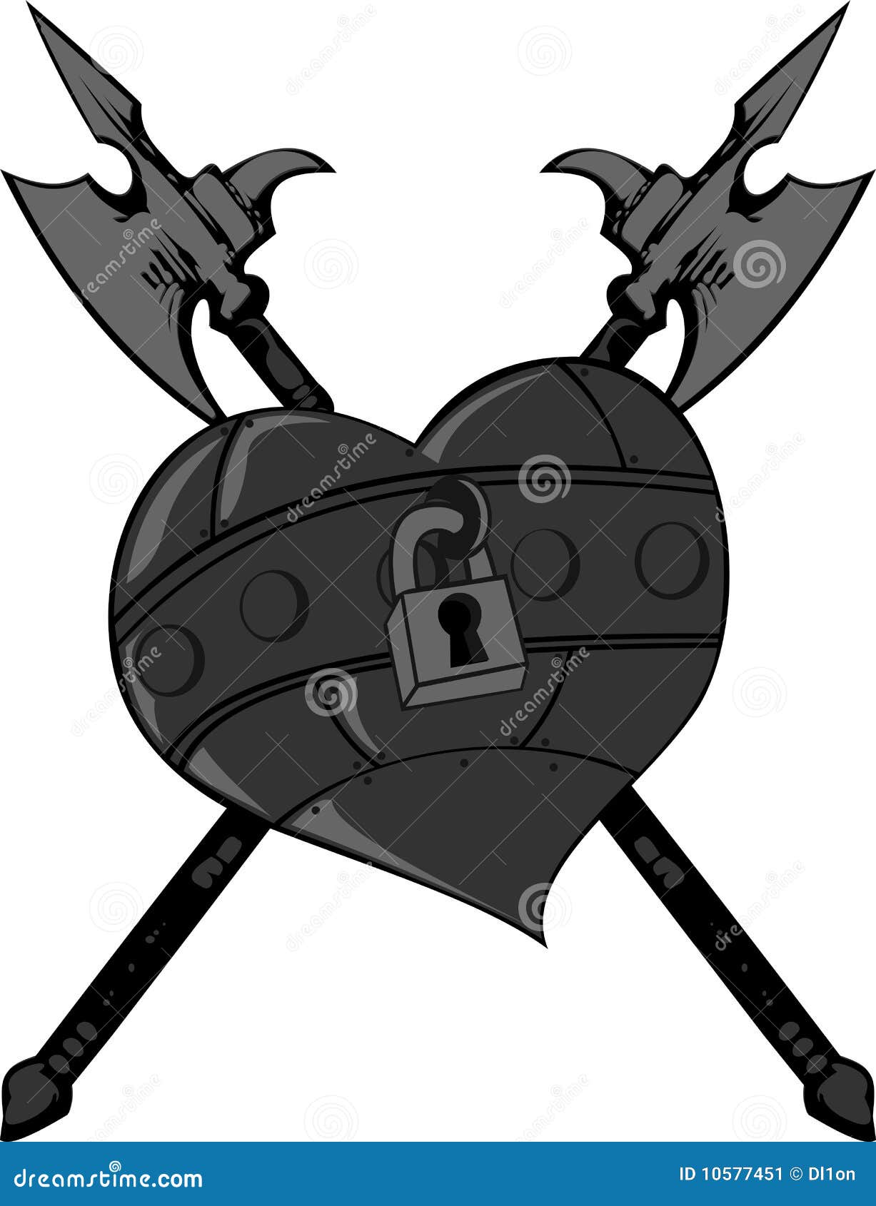 Iron Heart and Two Halberds Sign Stock Vector - Illustration of design ...