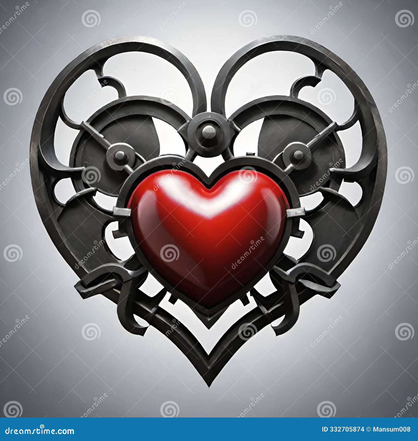 Iron Heart Anatomy Tattoo Sketch. Heart With Flame Vector Illustration ...