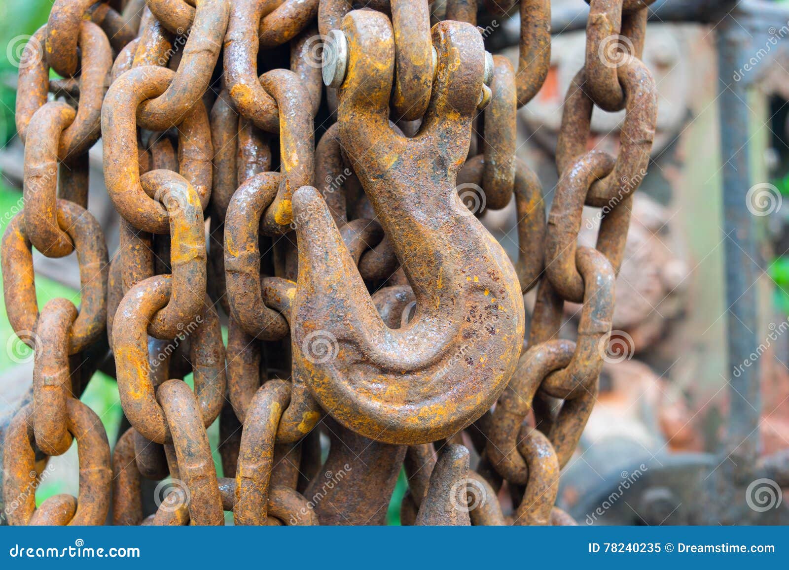 Iron hook and chain line stock image. Image of machine - 78240235