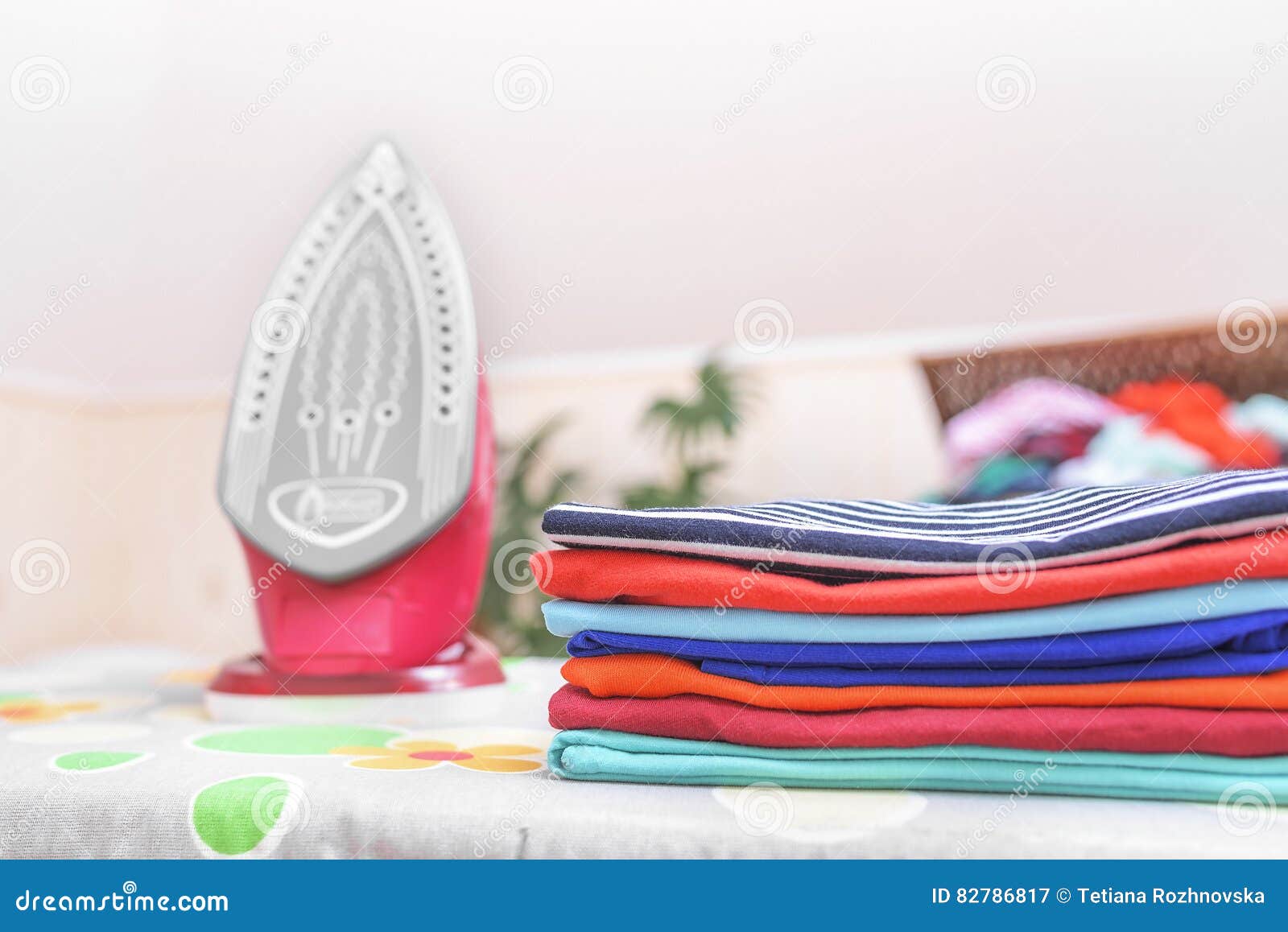 Iron and ironed clothes. stock image. Image of garment - 82786817