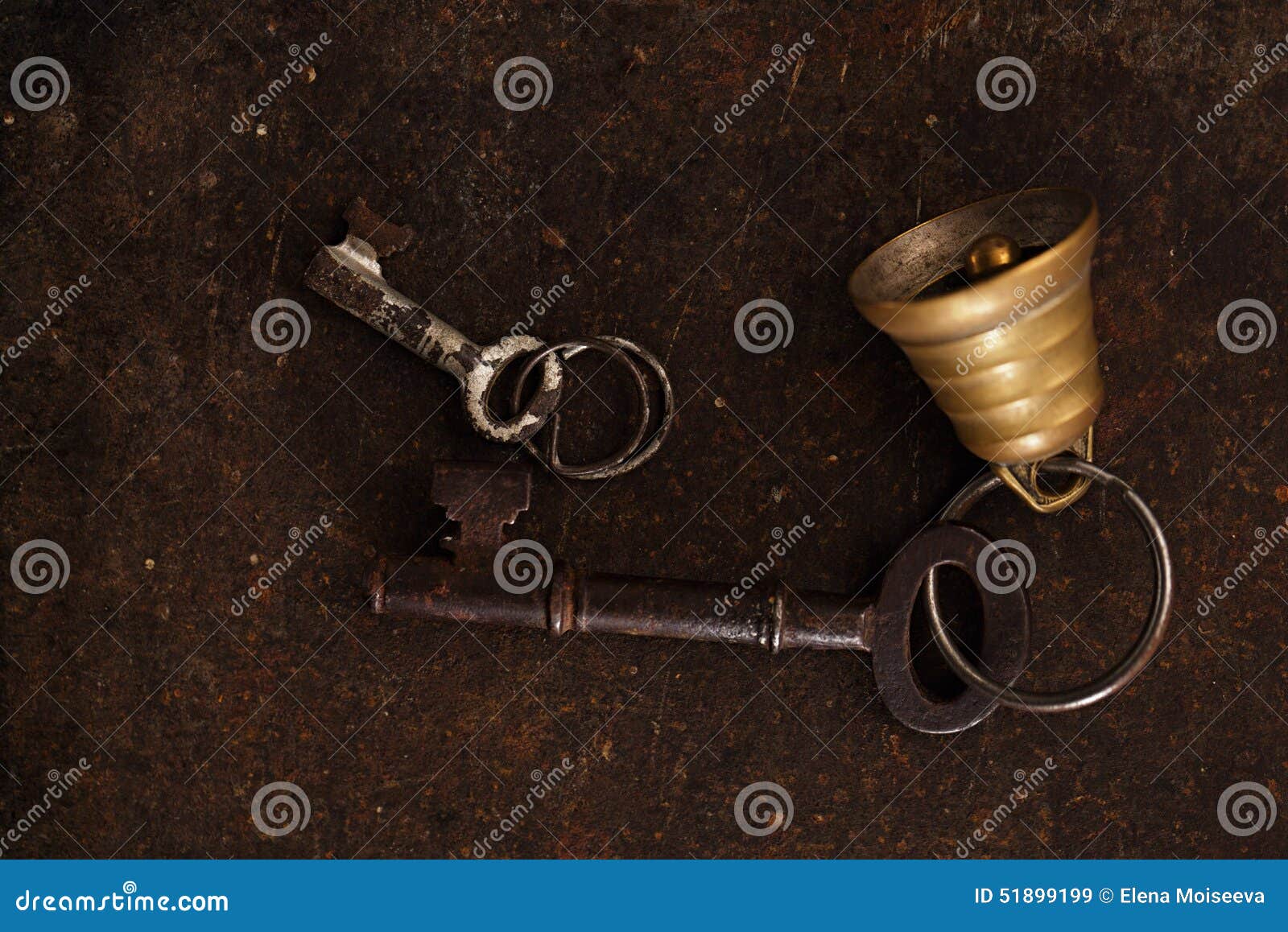 Iron Keys with Bell on Metal Backdrop Stock Image - Image of iron ...