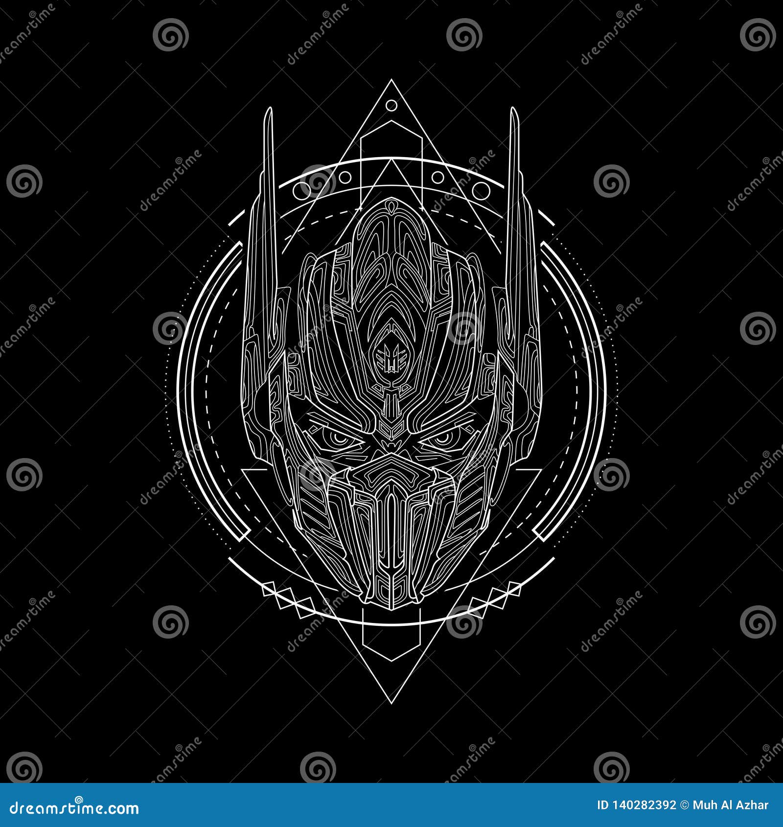 Iron knight Geometry Style stock vector. Illustration of devil - 140282392