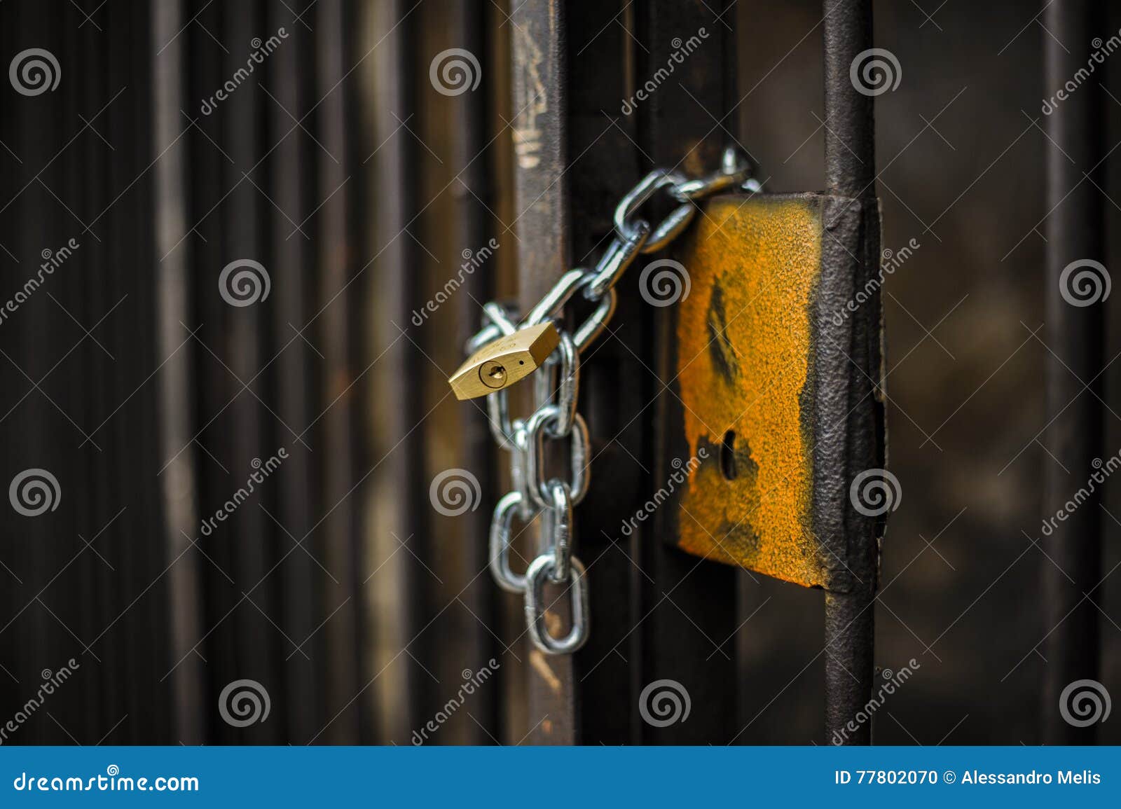 Iron lock stock photo. Image of cage, colored, gate, prison - 77802070