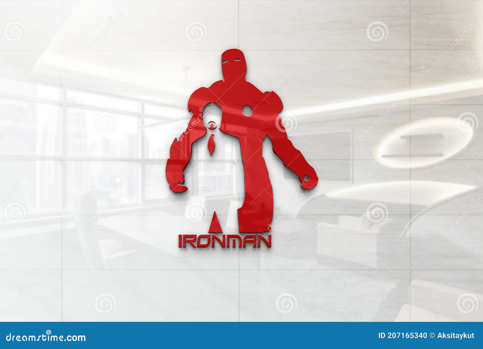 Marvel On Glossy Office Wall Realistic Texture Editorial Image ...