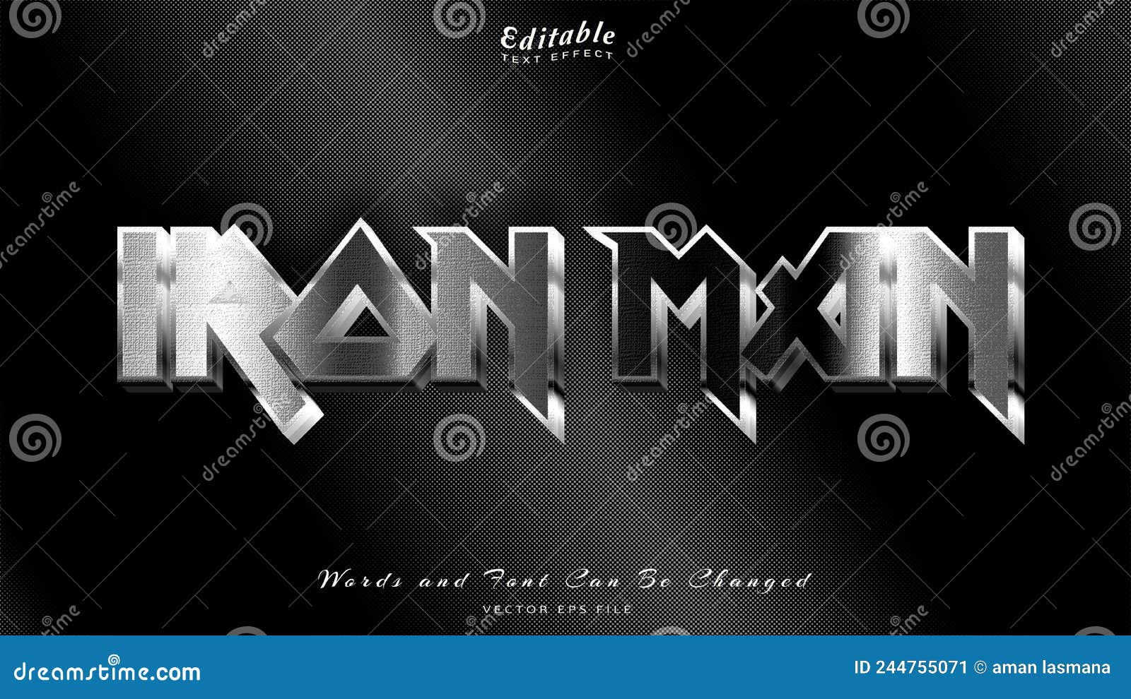 IRON MAN TEXT EFFECT stock vector. Illustration of upper - 244755071