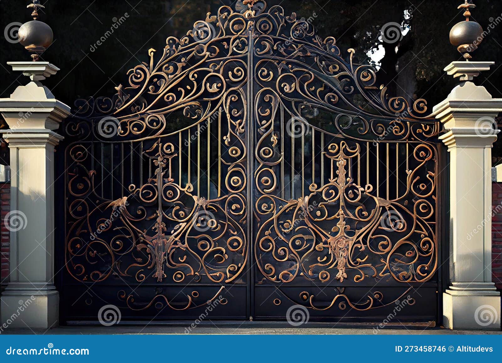 Iron Mansion Gates with Intricate and Decorative Scrollwork Stock ...