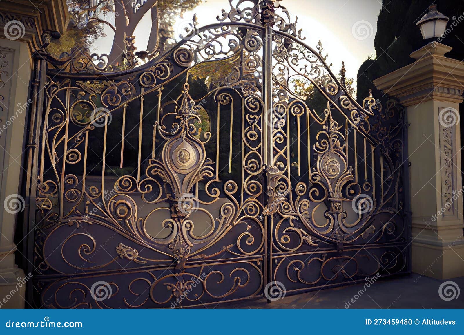 Iron Mansion Gates with Intricate Scrollwork and Designs Stock Photo ...
