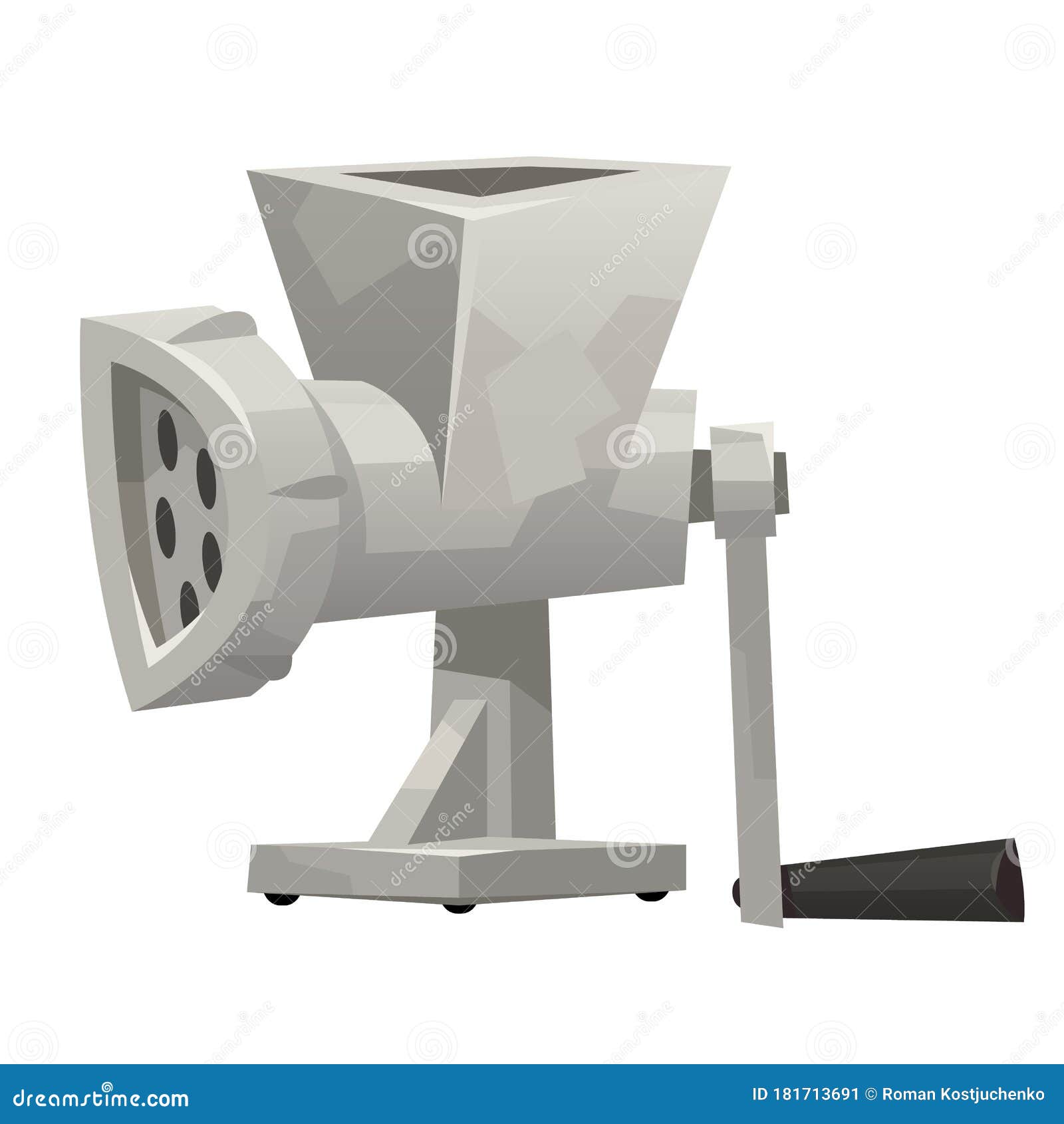 Iron Meat Grinder in Cartoon Style on White Background Stock Vector ...