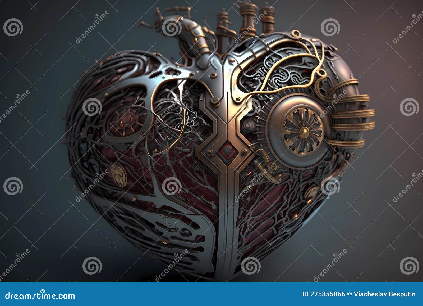 Iron Mechanical Heart. Artificial Human Organ Stock Photo - Image of ...