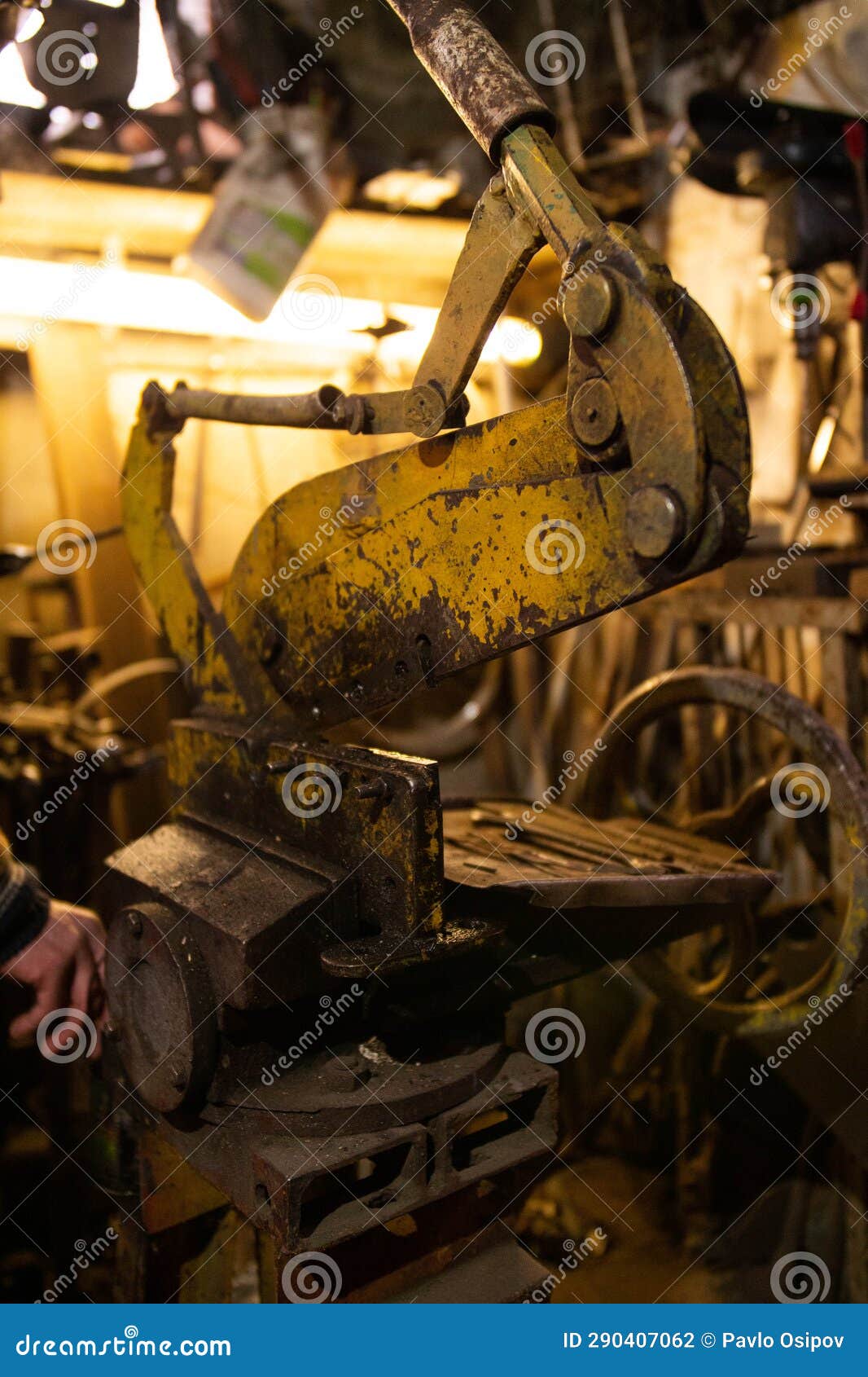 Iron Mechanical Machine Yellow in the Workshop Stock Photo - Image of ...