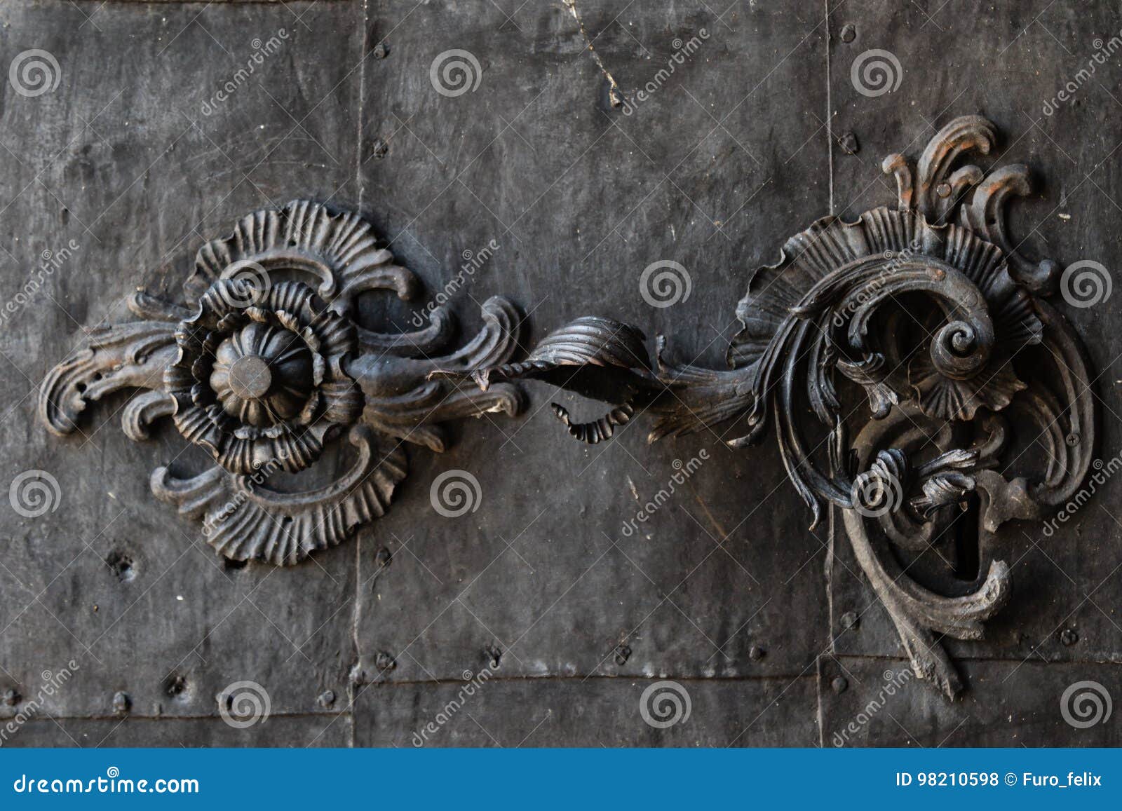 Iron medieval door handle stock photo. Image of church - 98210598
