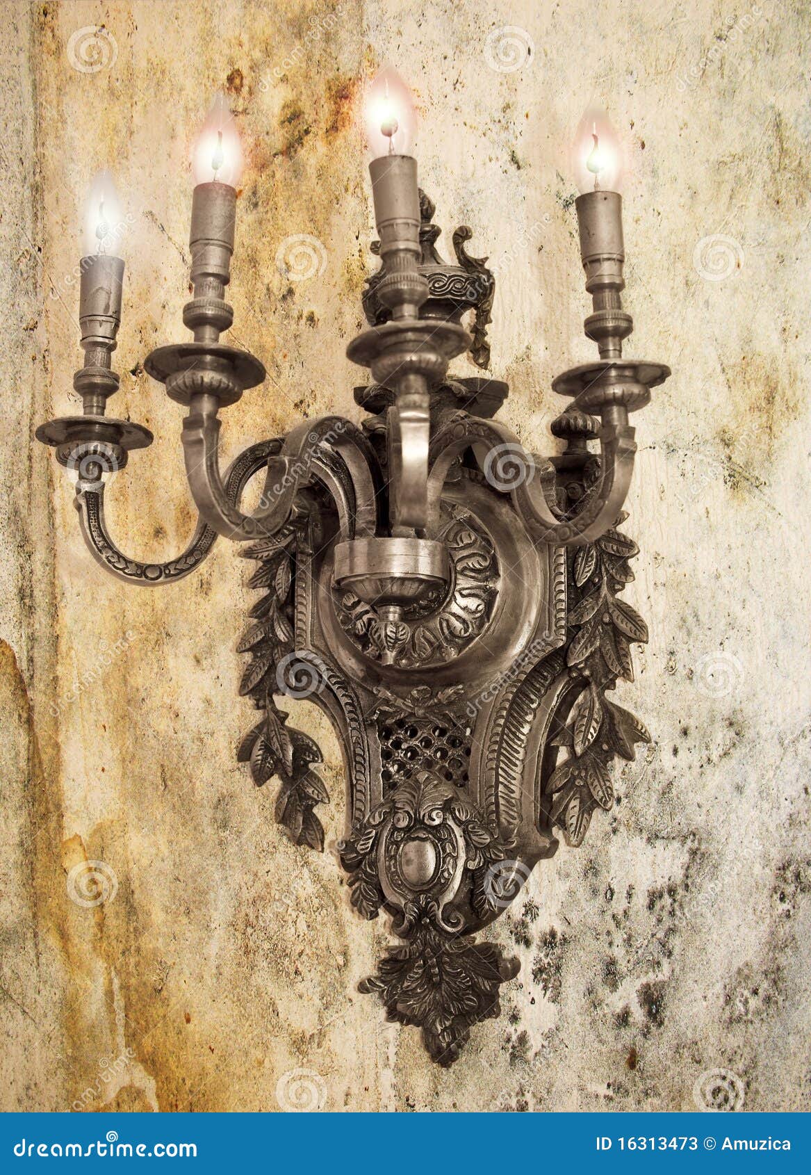 Iron medieval lamp stock image. Image of taper, medieval - 16313473