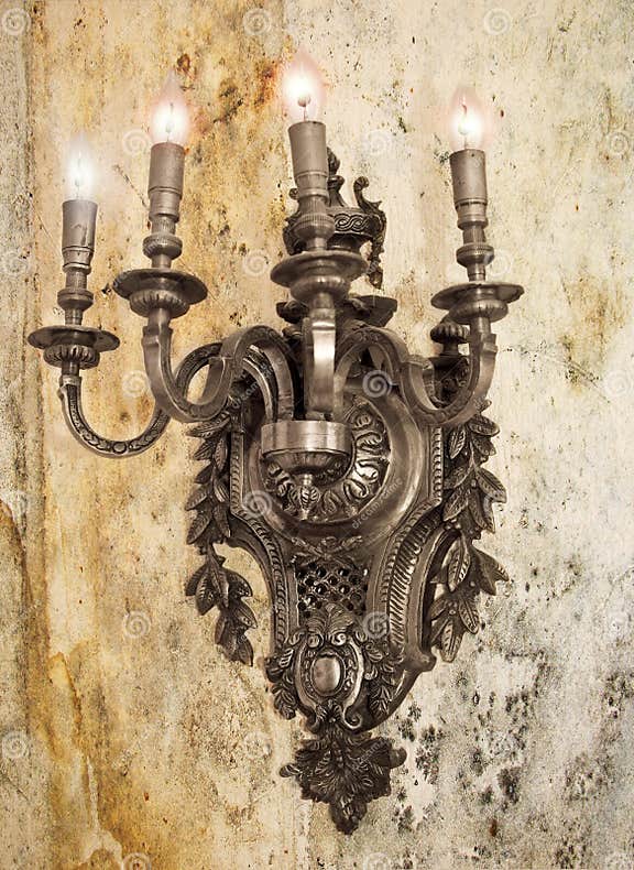 Iron medieval lamp stock image. Image of taper, medieval - 16313473