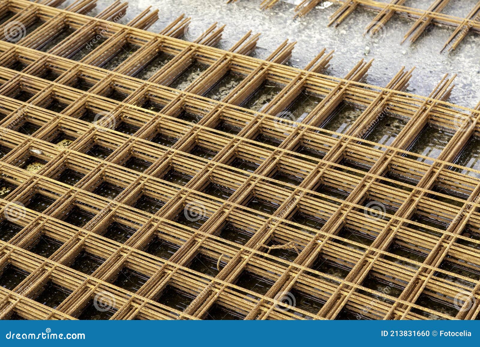 Iron mesh construction stock photo. Image of metal, foundation - 213831660
