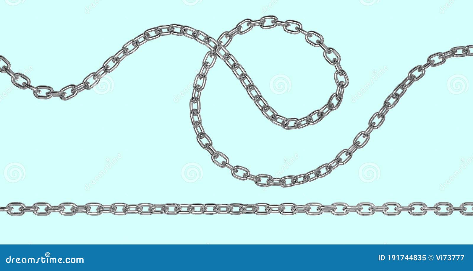 Iron Metal Curved and Straight Long Chain. 3D Rendering Isolated Image ...