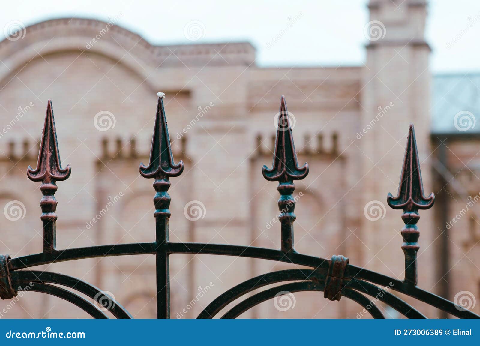 Iron Metal Fence on Brick House Background. Architectural Details Stock ... Iron Metal Fence on Brick House Background. Architectural Details Stock ...