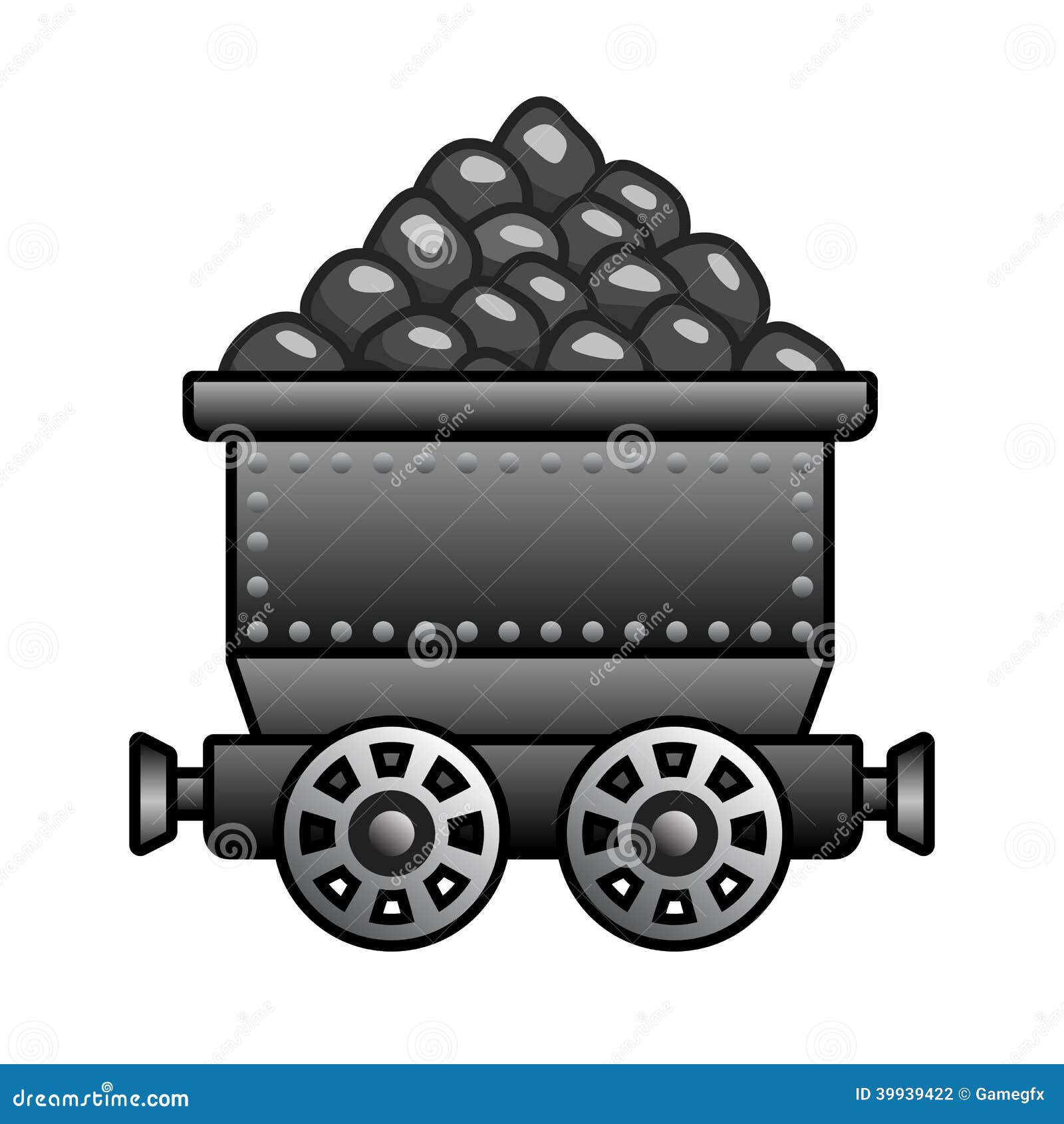 Iron mine cart with coil stock vector. Illustration of industrial ...
