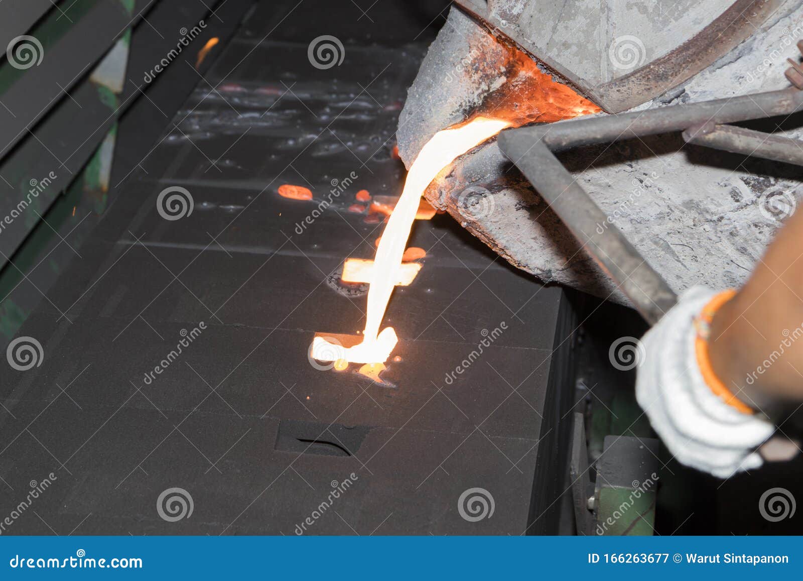 Iron Molten Metal Pouring In Sand Mold Stock Image - Image of ferrous ...