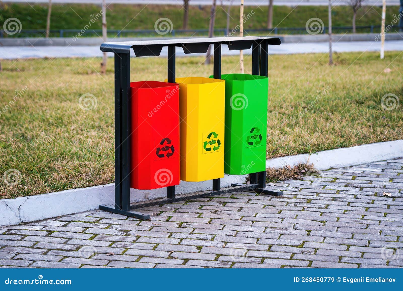 Iron Multi-colored Containers for Separate Waste Collection. Stock ...