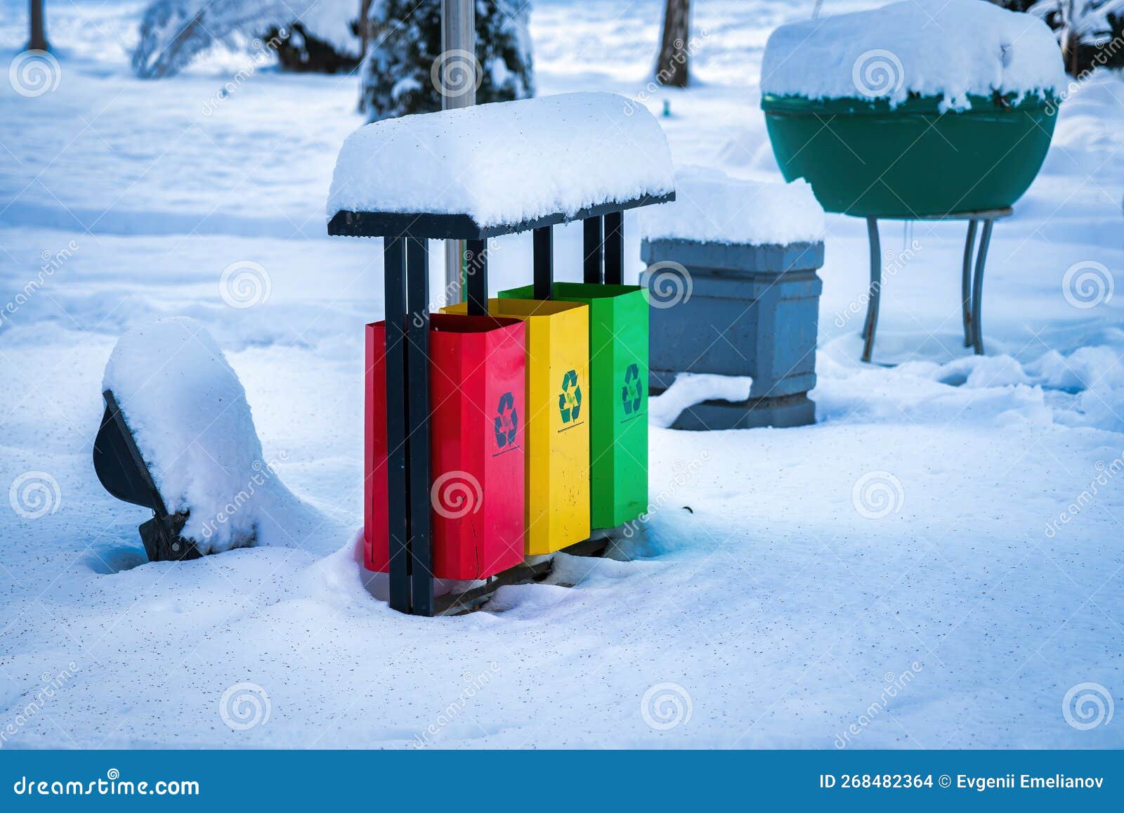 Iron Multi-colored Containers for Separate Waste Collection. Stock ...