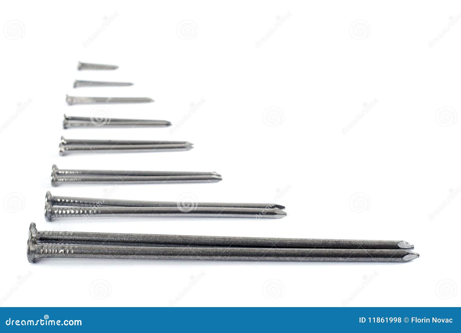 Iron Nails Isolated on White Stock Photo - Image of machine, grip: 11861998