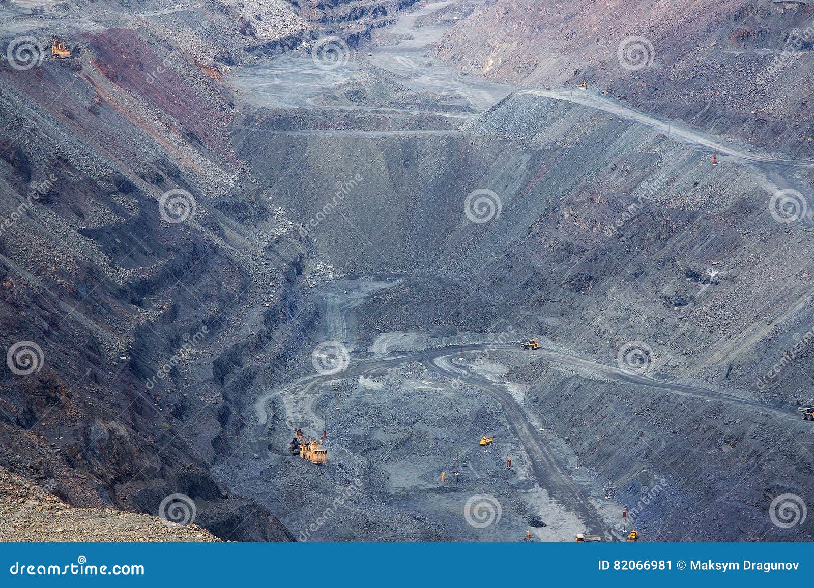 Iron ore opencast mining stock image. Image of machine - 82066981