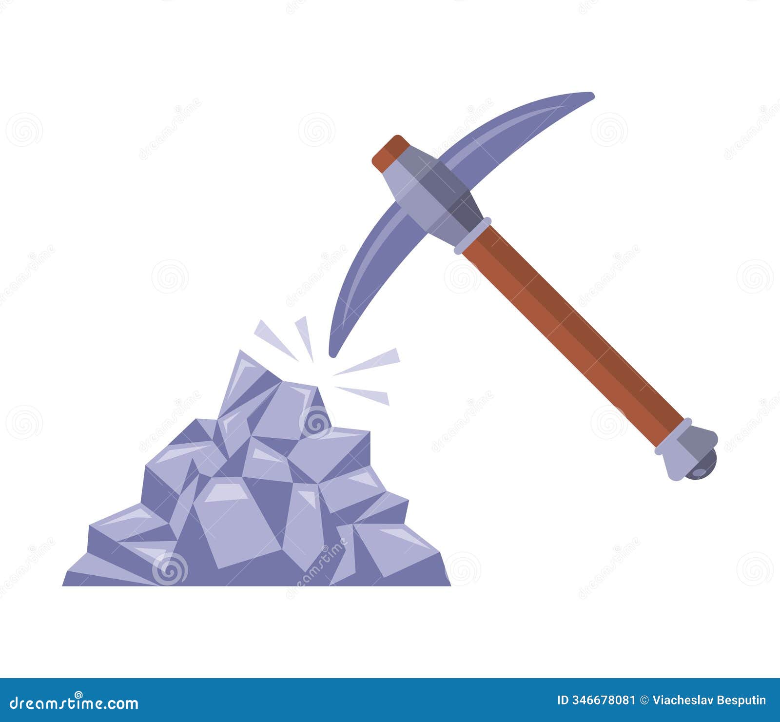 Iron Pickaxe & A Piece Of Coal With Diamond Gemstone, A Mining Tool ...