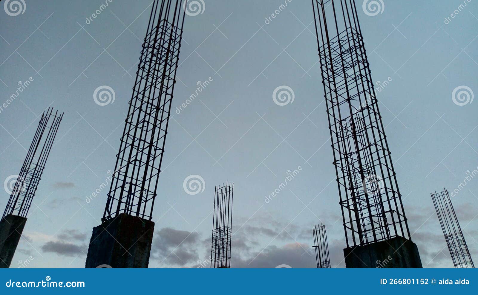 Iron Pillars for Construction Appear Erect in the Sky Stock Photo ...