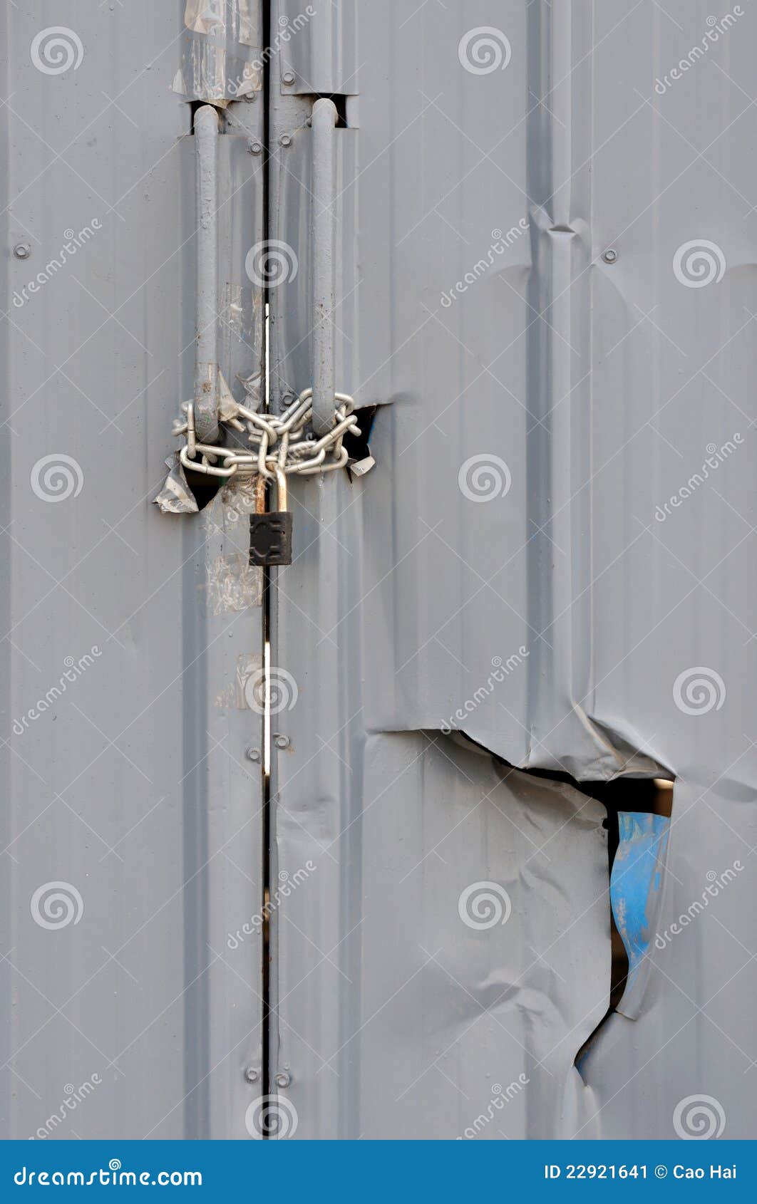 Iron Plate Door with Breakage Stock Image - Image of gray, architecture ...