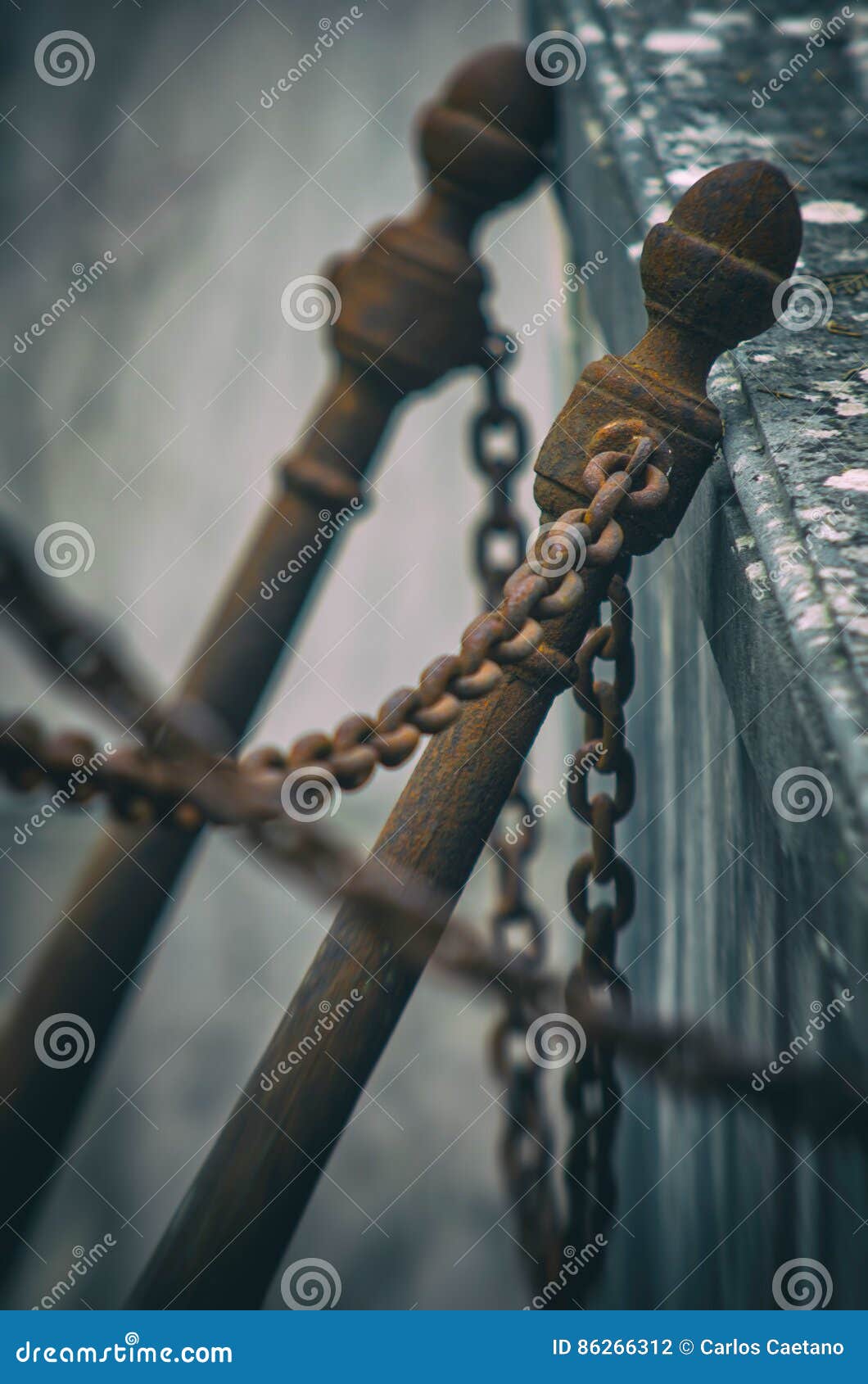 Iron Poles and Chains stock photo. Image of retro, closeup - 86266312