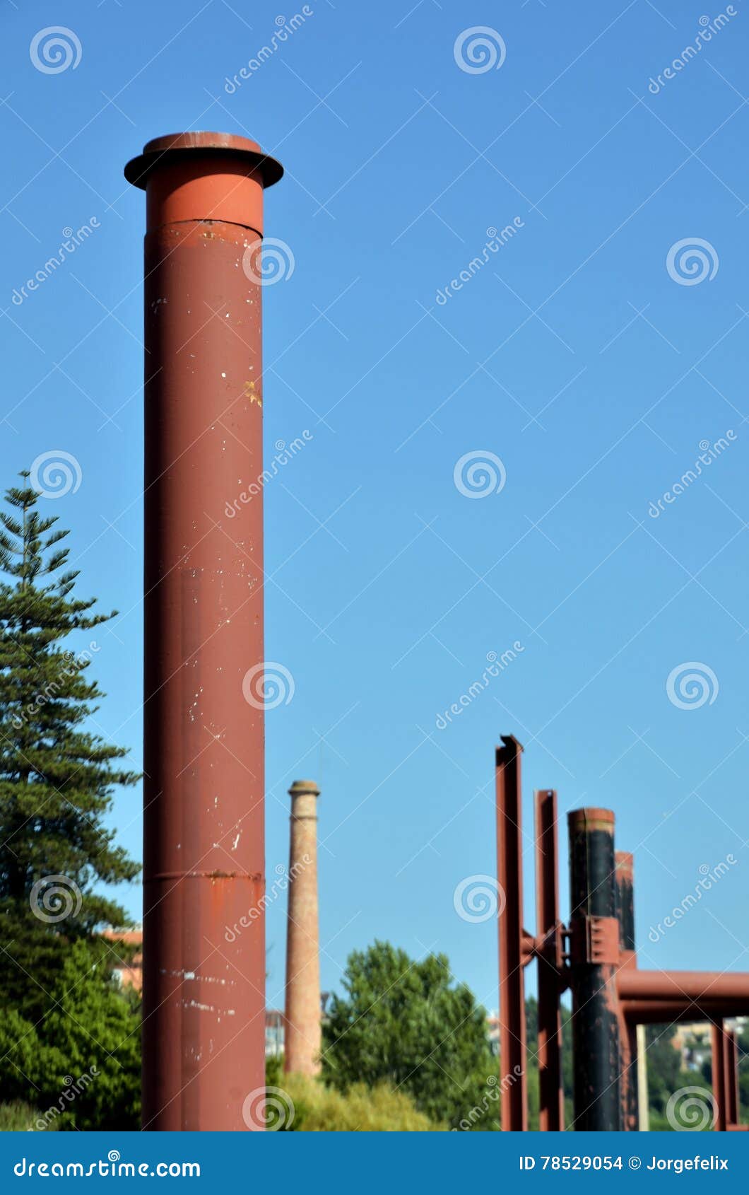 Iron poles and chimney stock photo. Image of brick, pole - 78529054