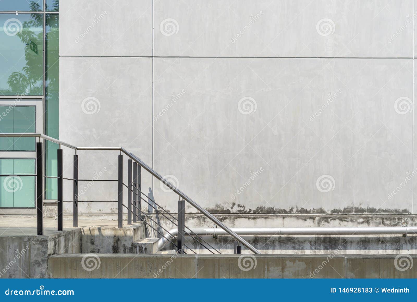 Iron Railing with Concrete Building Stock Image - Image of urban, metal ...