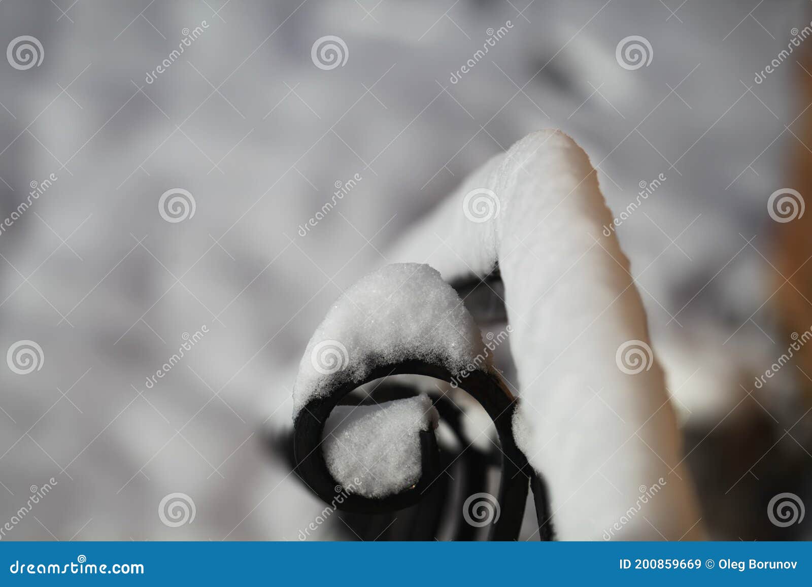 Iron Railing Covered with Morning Frost. Snow and Ice Texture Stock ...