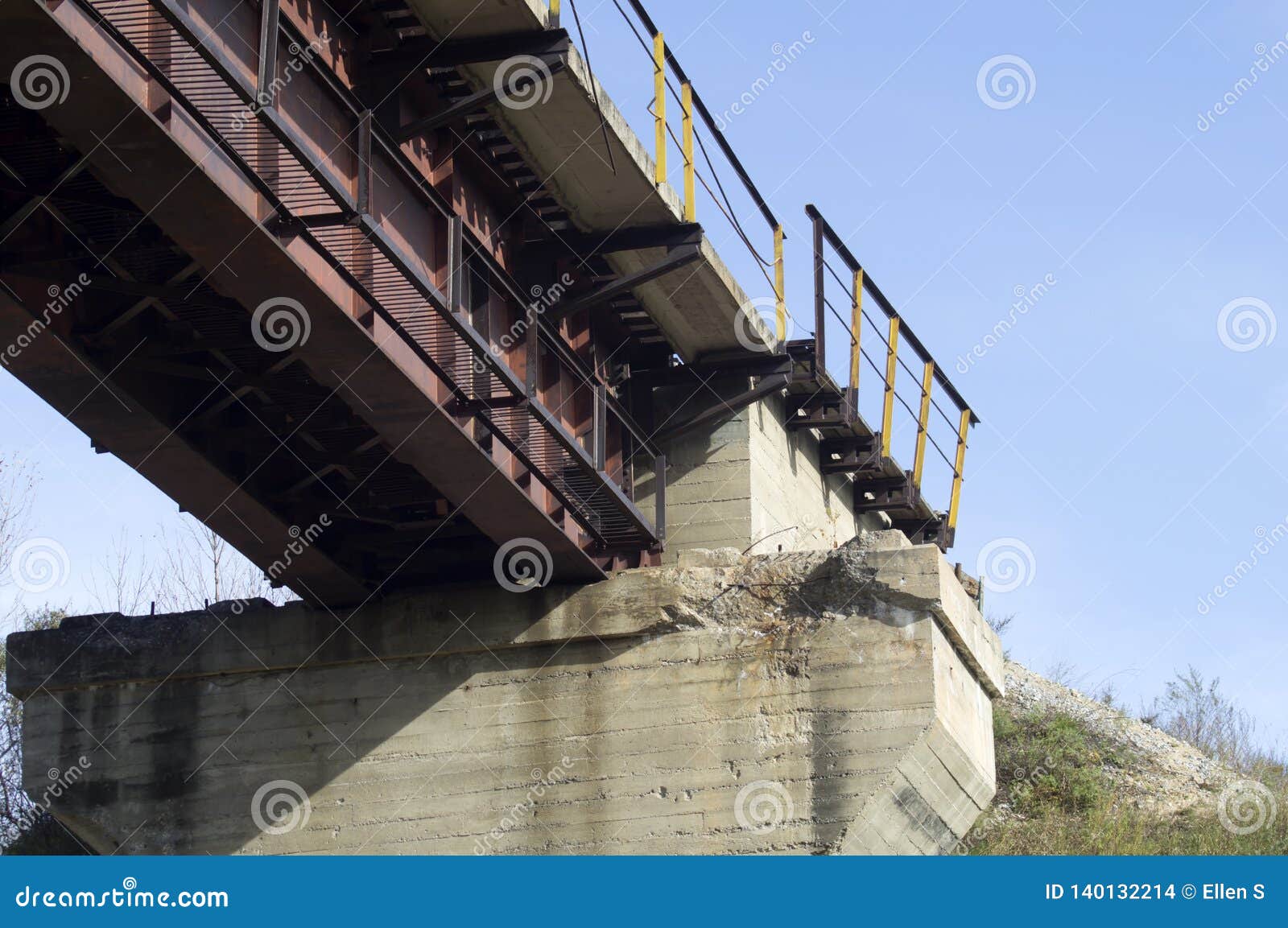 Iron Railway Bridge a Little Rusty with Rails Stock Photo - Image of ...