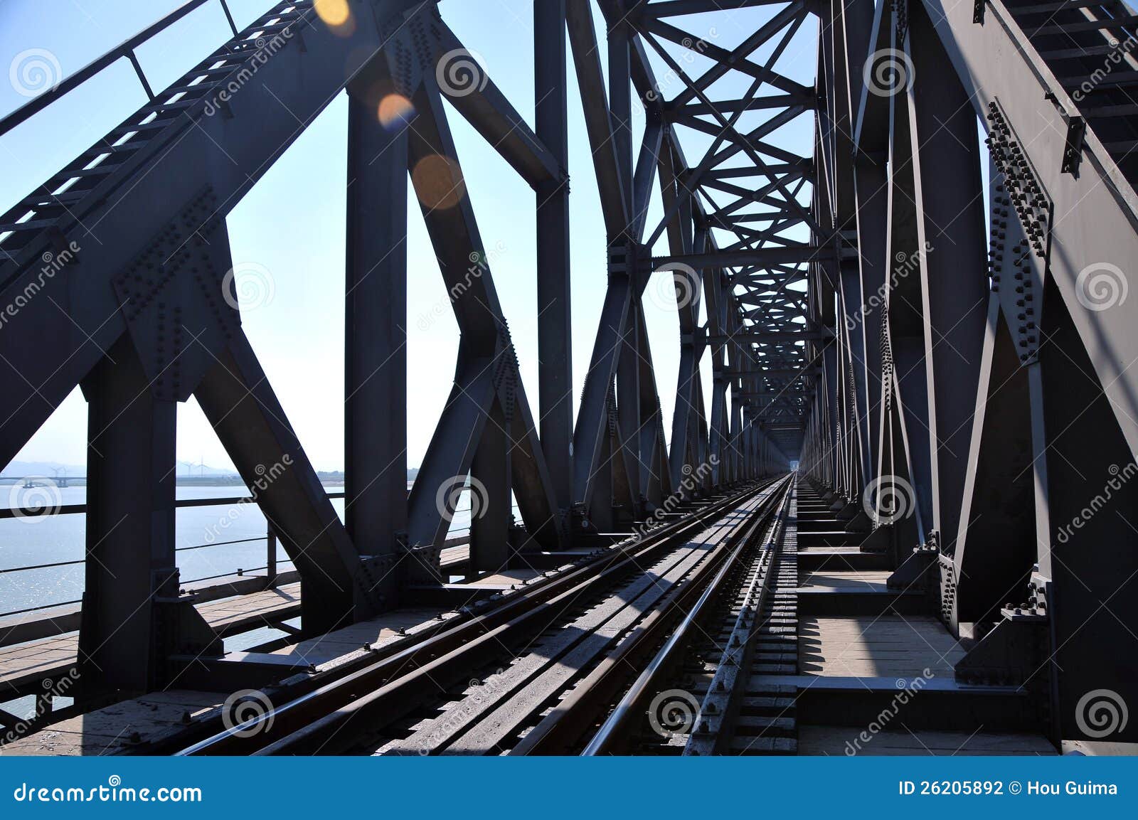 Iron Railway Bridge Rails. Perspective View Stock Photo - Image of ...
