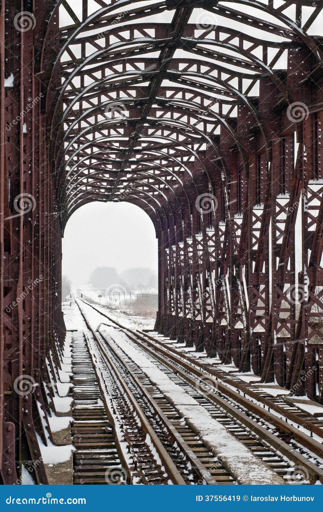 Iron Railway Bridge in Winter Stock Image - Image of rivets, industry ...