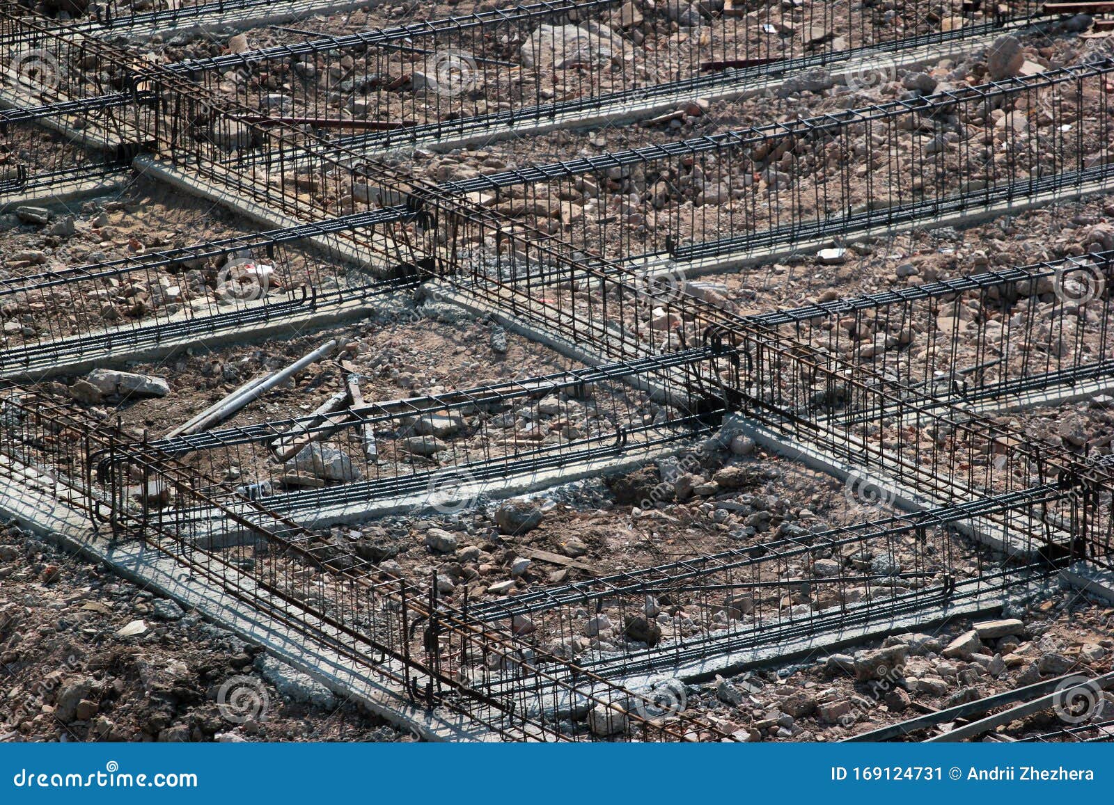 Iron Rebars Frame at Construction Site Stock Image - Image of ...