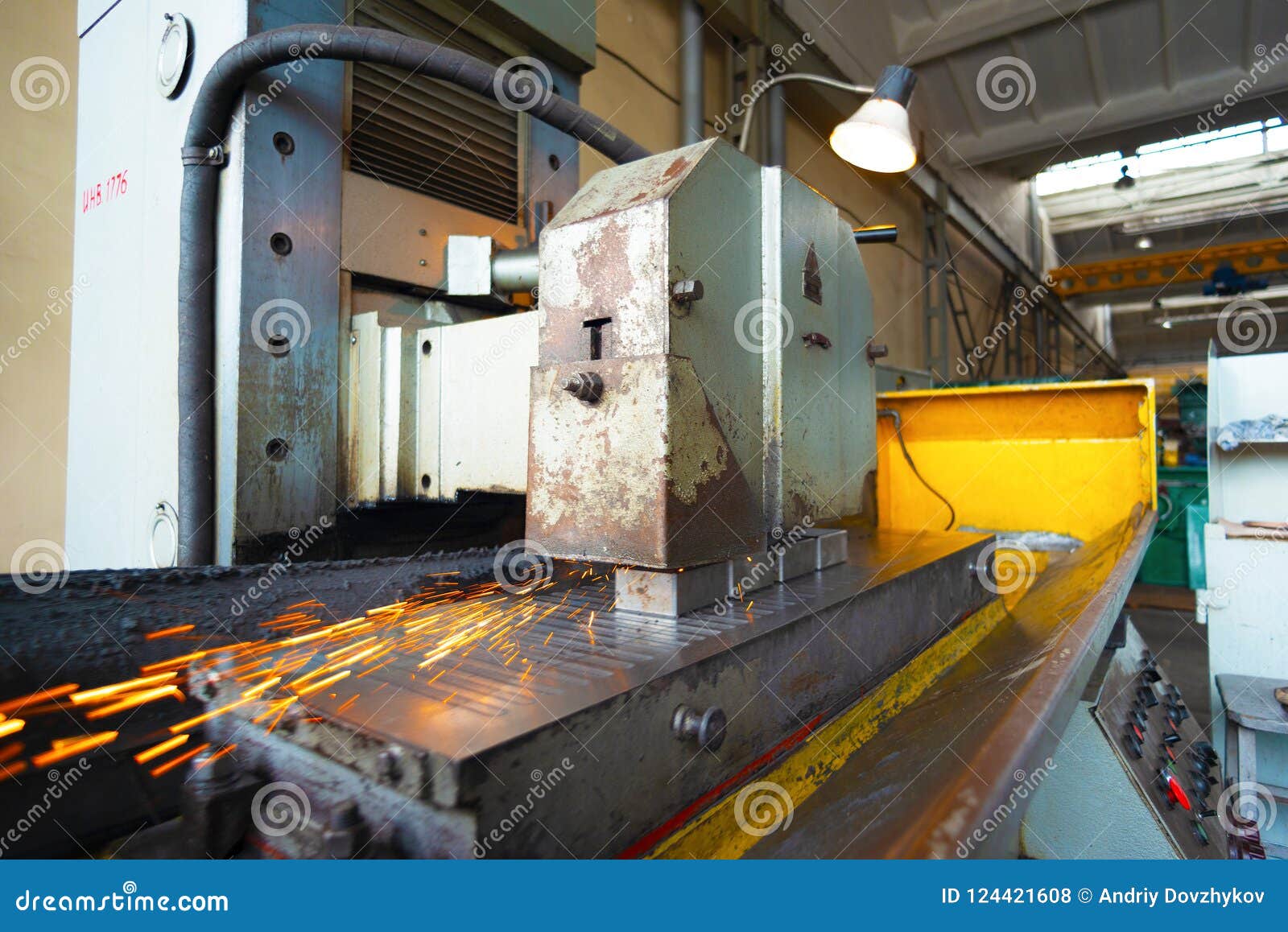 Iron Rectangular Parts On A Flat Grinding Machine Are Treated With An ...