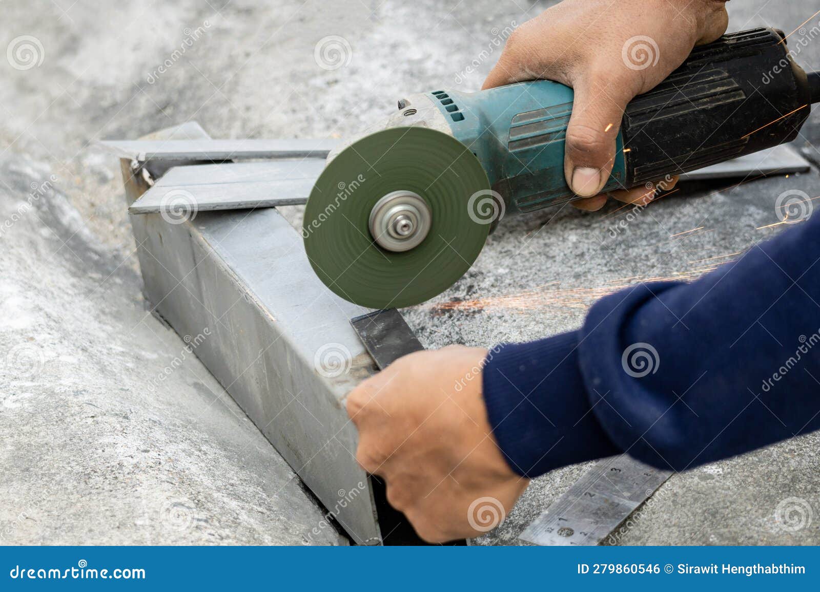 Iron Rod Cutting Machine with Fire Flakes Stock Photo - Image of ...