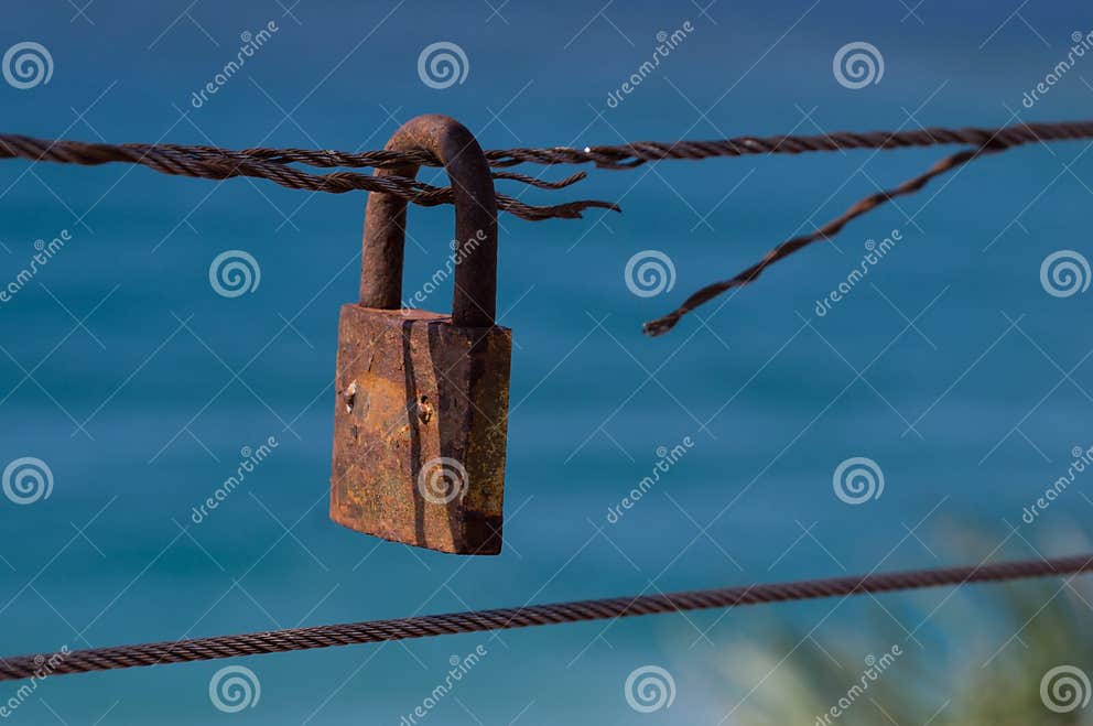 Iron rope with padlock stock image. Image of detail, closure - 84226551