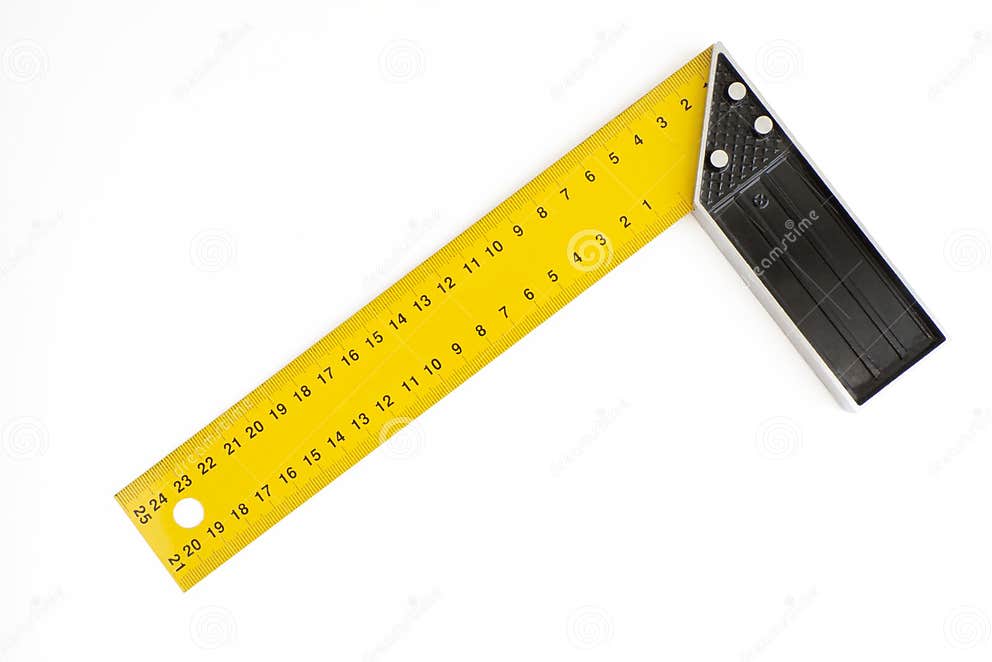 Iron Ruler with Angle Bar, Isolated on a White Background Stock Photo ...