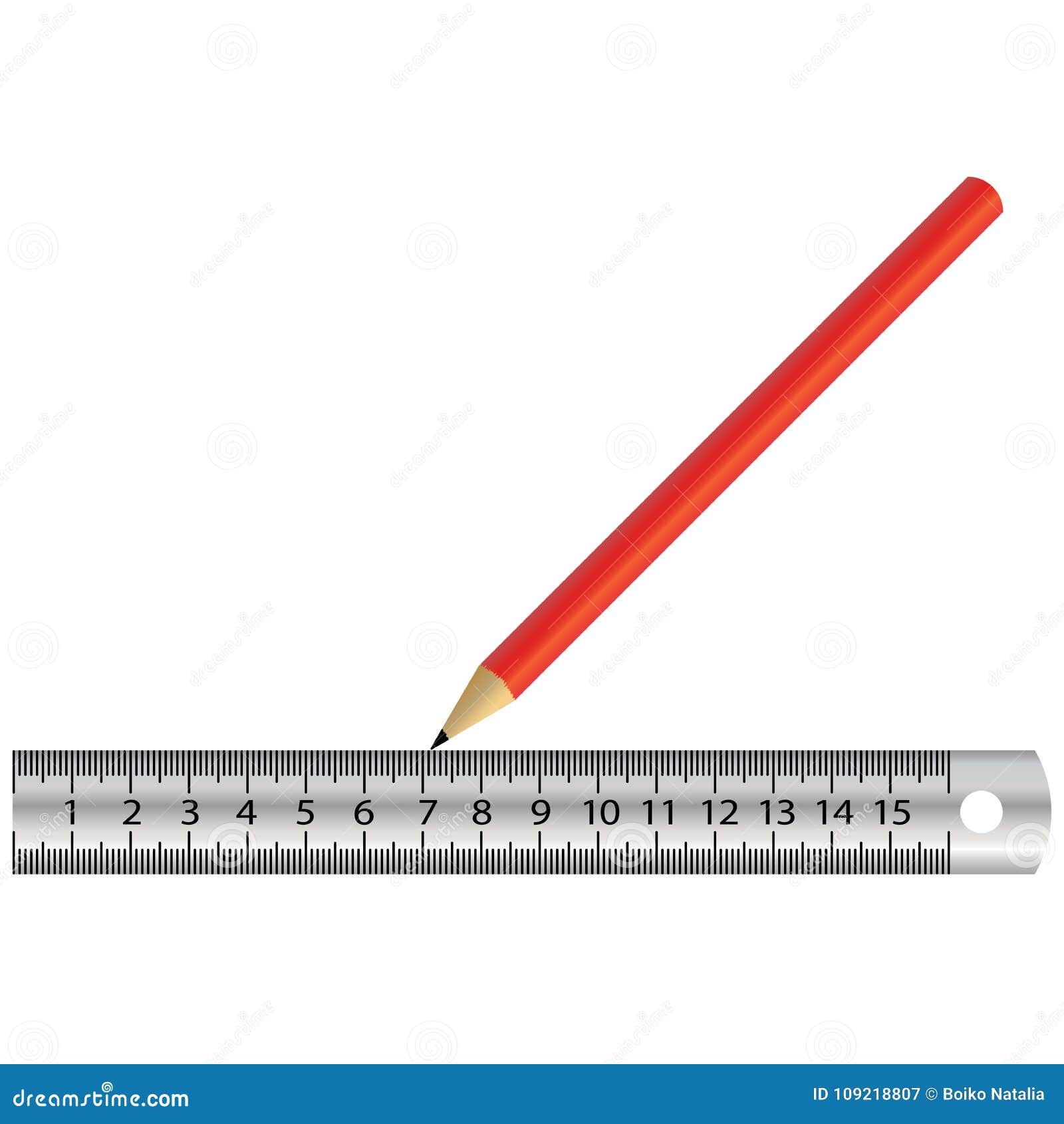 Iron Ruler Red Pencil Isolated Vector Stock Vector - Illustration of ...
