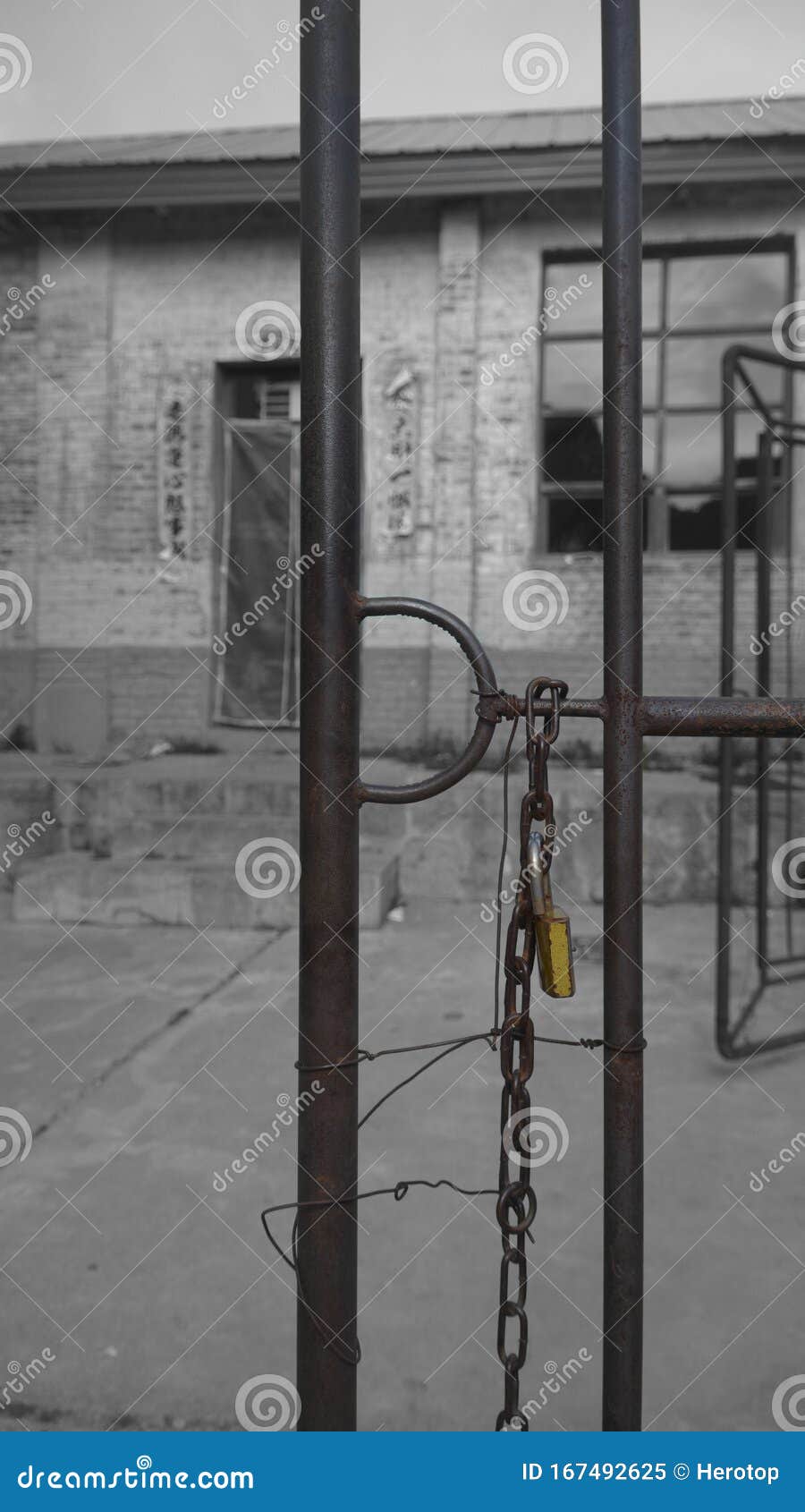 Locks and Chains on the Iron Door. Stock Image - Image of protection ...