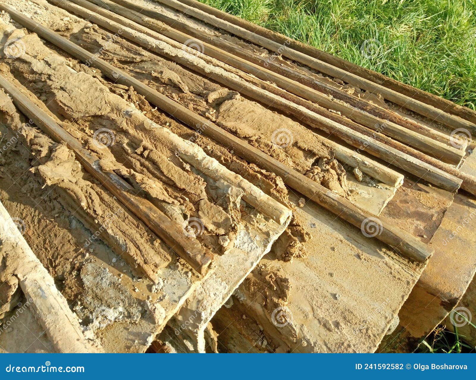 Iron Rusty Rails in the Mud Repair Stock Photo - Image of rusty ...