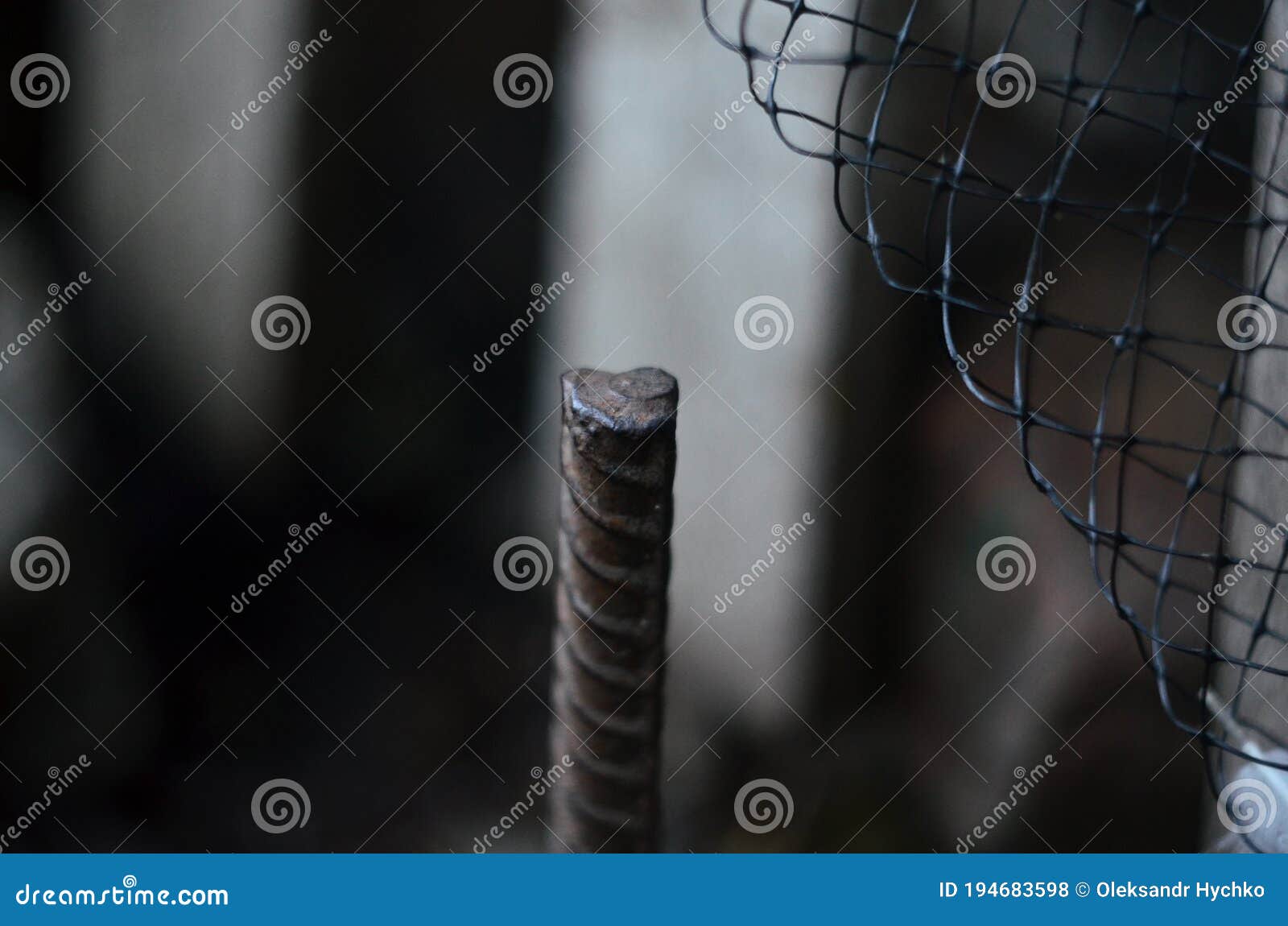 Iron Rusty Stake and Plastic Mesh Stock Photo - Image of industrial ...