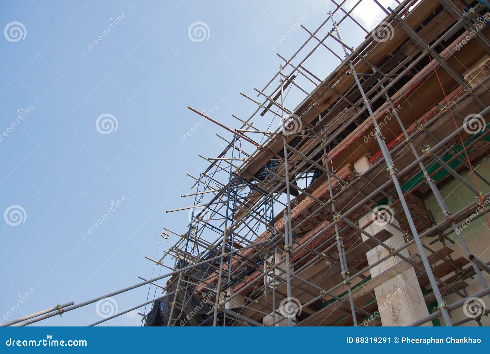 Iron Scaffold with Buiding Under Construction Stock Image - Image of ...